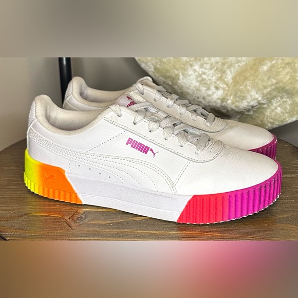 Puma | Shoes | Puma Carina Neon Fade Sneakers Soft Foam Cushion Size 5c ...